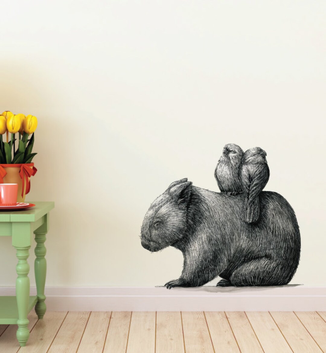 Wombat With 2 Galahs Wall Sticker Decal | Australian Animal Decals ...