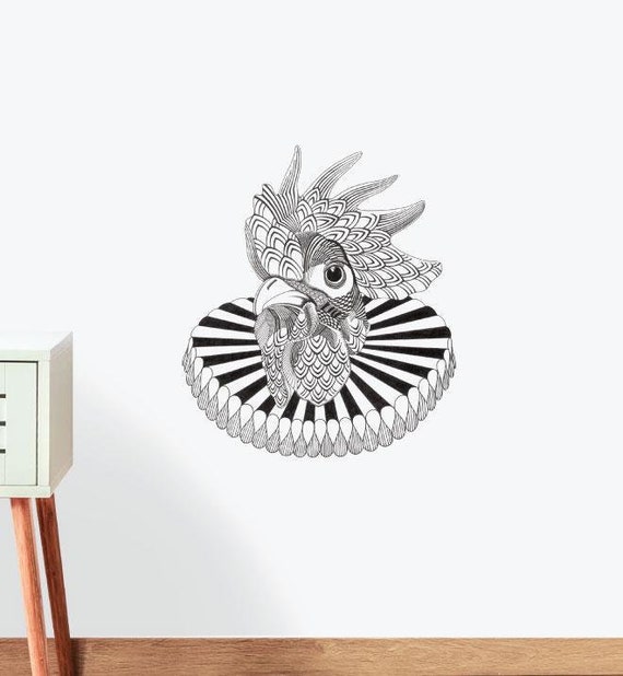 Punctual Rooster Wall Sticker Decal Illustration Wall | Etsy