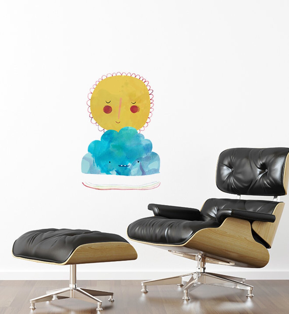 Shy Sun Friends With Cloud Wall Sticker Decal Illustration - Etsy