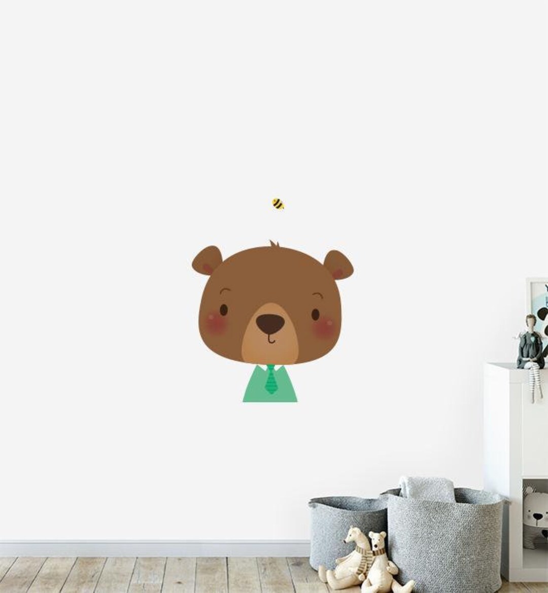 Bear With Bee Friend Wall Sticker Decal | Nursery Wall Stickers, Animal ...