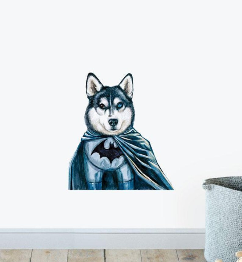Husky Superhero Dog Wall Sticker Decal Dogs and Pets Wall | Etsy