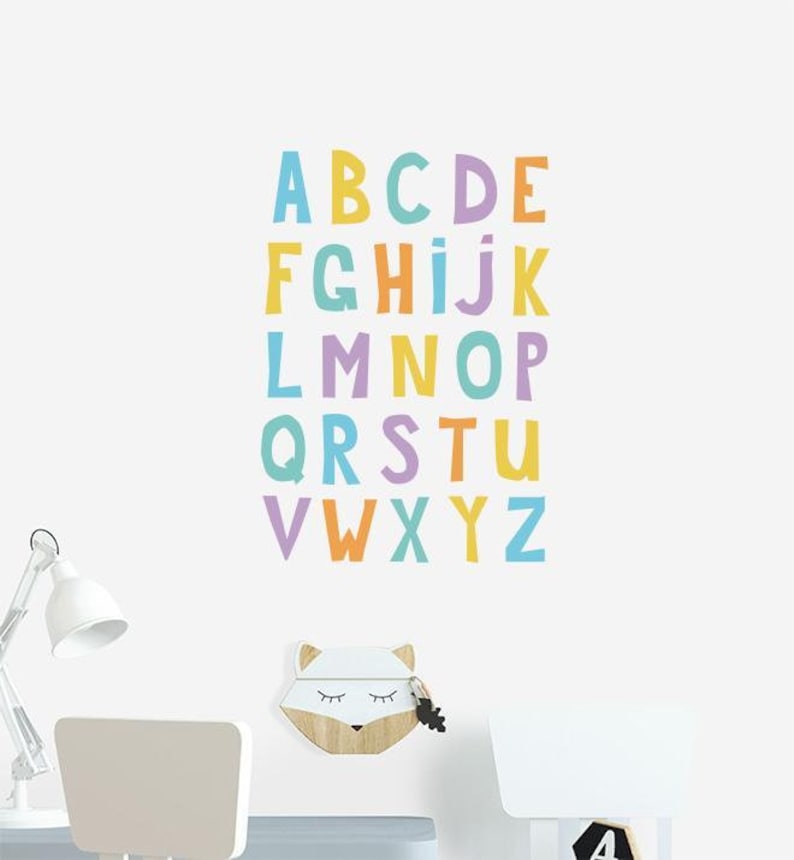 Multi-coloured Alphabet Wall Sticker Decal Educational Wall | Etsy