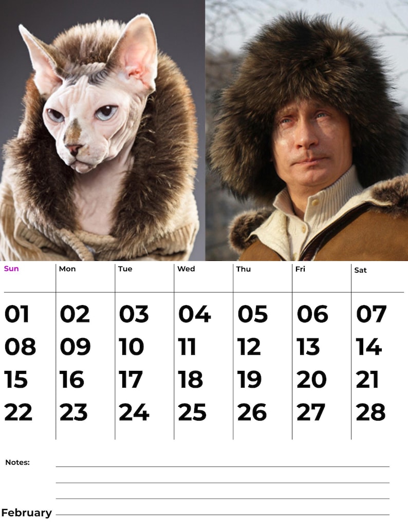 2026 Calendar - Putin Vs. Cat: the Real Mastermind Revealed - Etsy UK