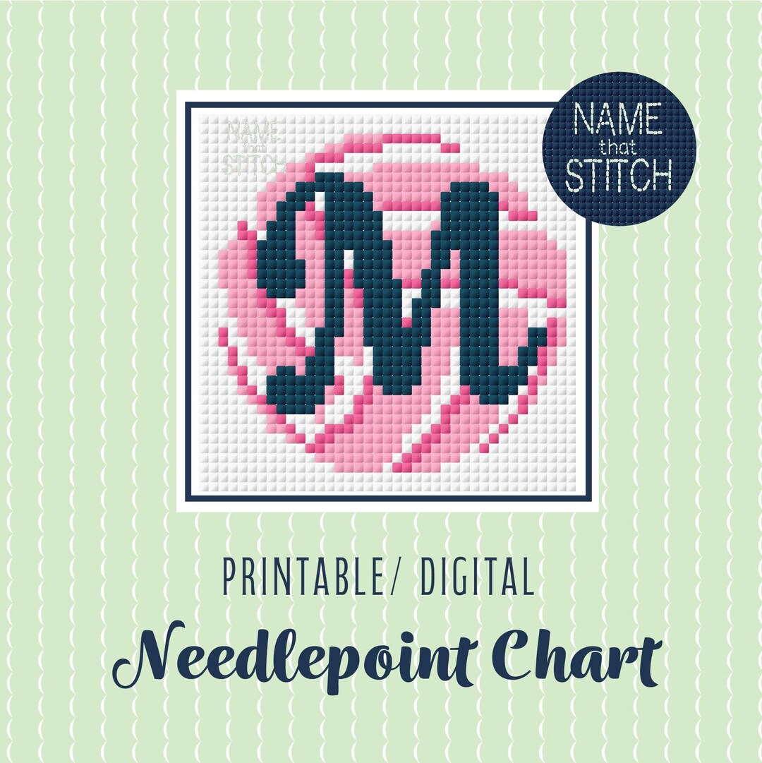 Volleyball Letter M Needlepoint Pattern • DIY Ornament, Bag Tag (PDF ...