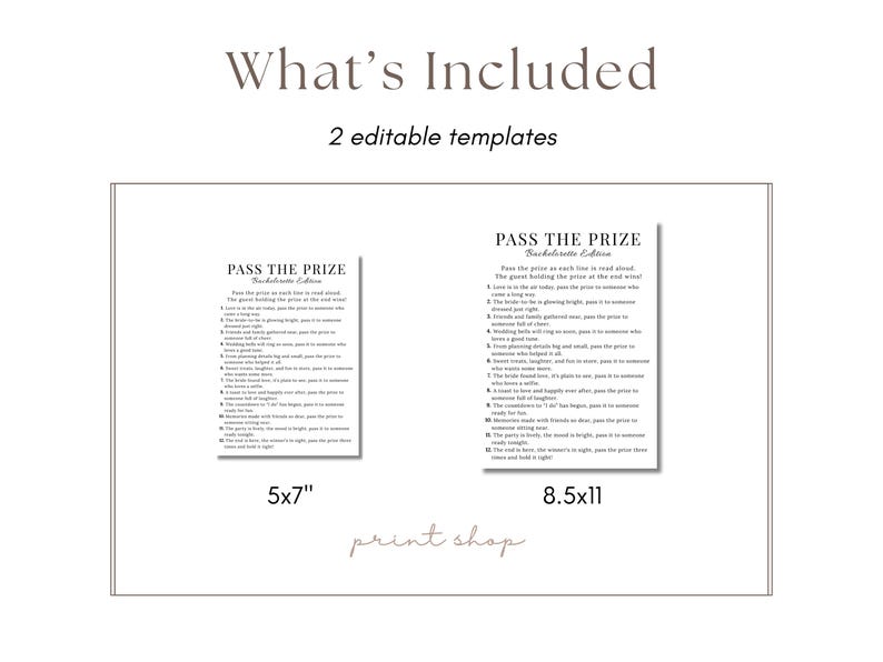 Pass the Prize Bachelorette Game, Minimal Bridal Shower Activity ...