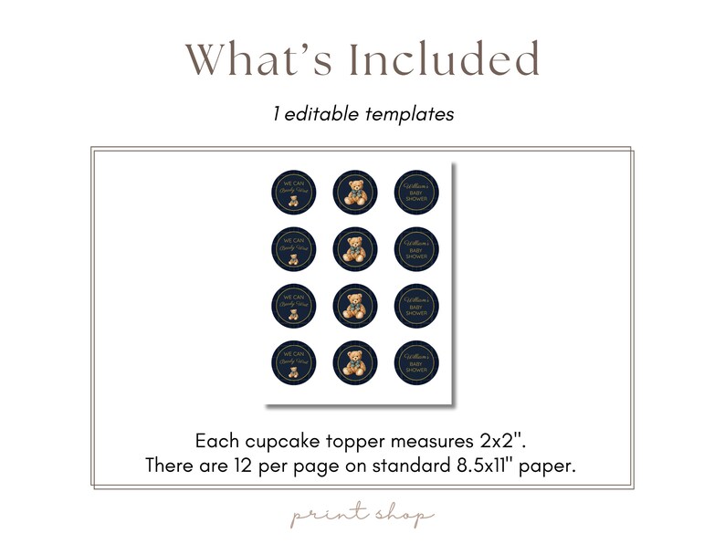 Polo Teddy Bear Cupcake Toppers Template, Preppy Plaid Baby Shower ...