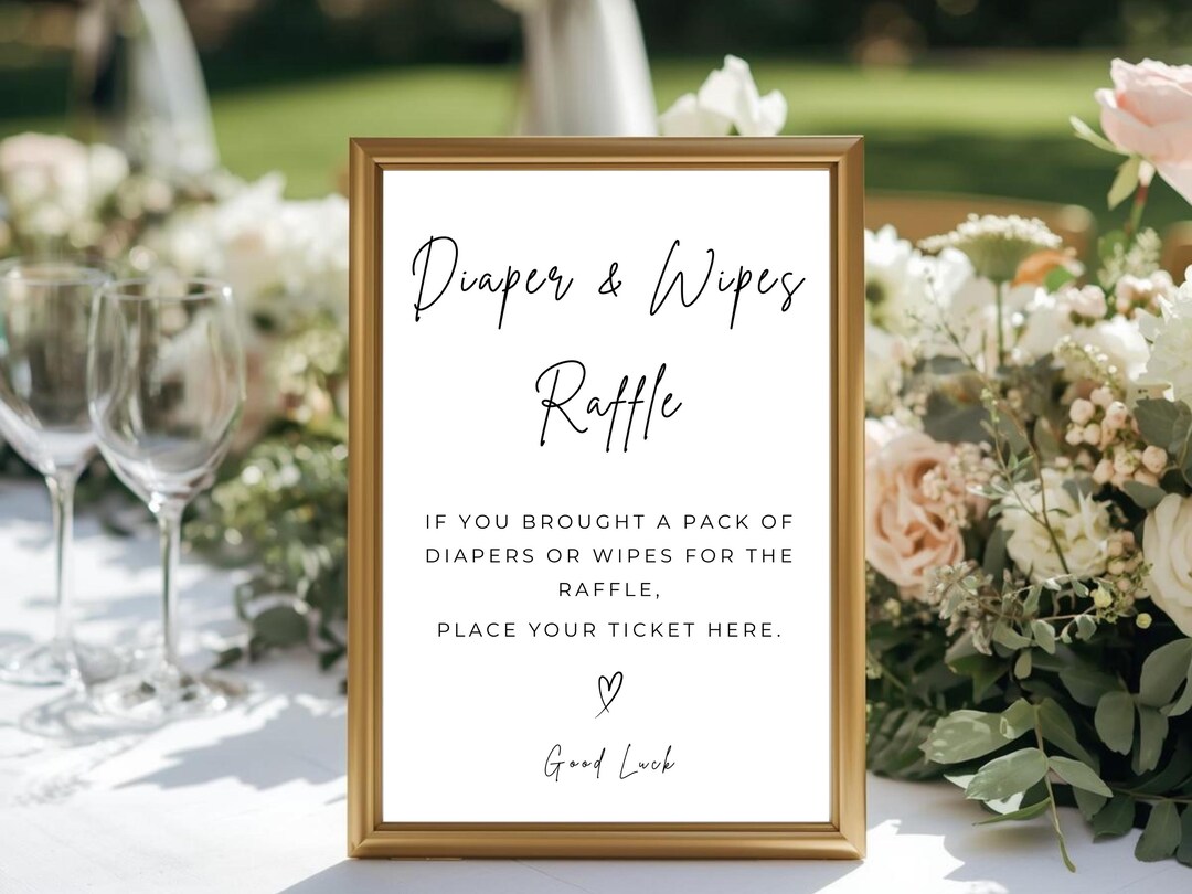 Diaper Raffle Sign Template, Baby Shower Diapers & Wipes Raffle Sign ...