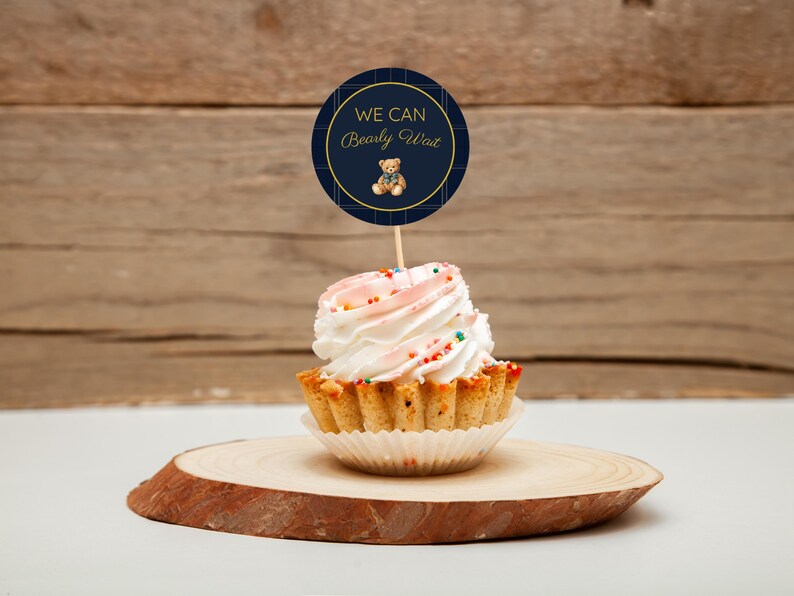 Polo Teddy Bear Cupcake Toppers Template, Preppy Plaid Baby Shower ...