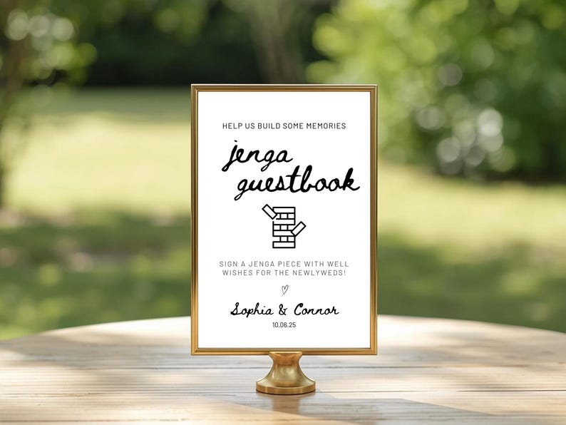 Jenga Guestbook Wedding Sign Template, Editable Jenga Block Sign ...