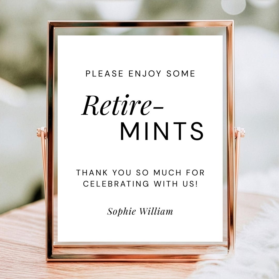 Retirement Party Favor Sign Template, Modern Retirement Party Mints ...