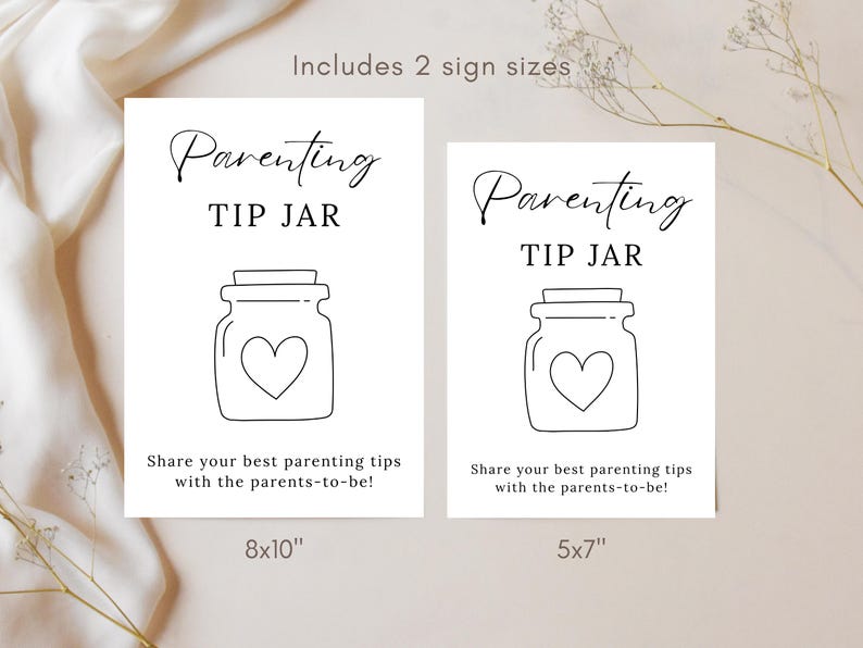 Parenting Tip Jar Baby Shower Activity (editable and Printable Template ...