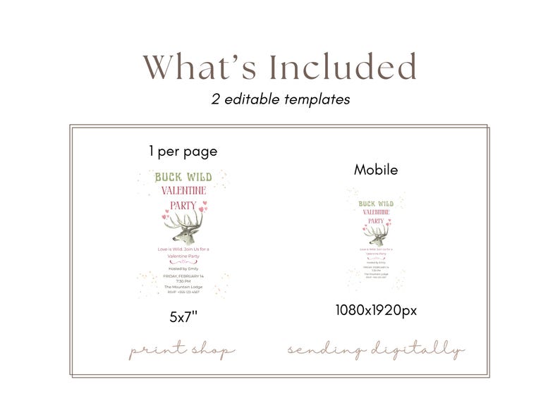 Buck Wild Valentine Party Invitation, Camo Deer Galentine’s Day Invite ...