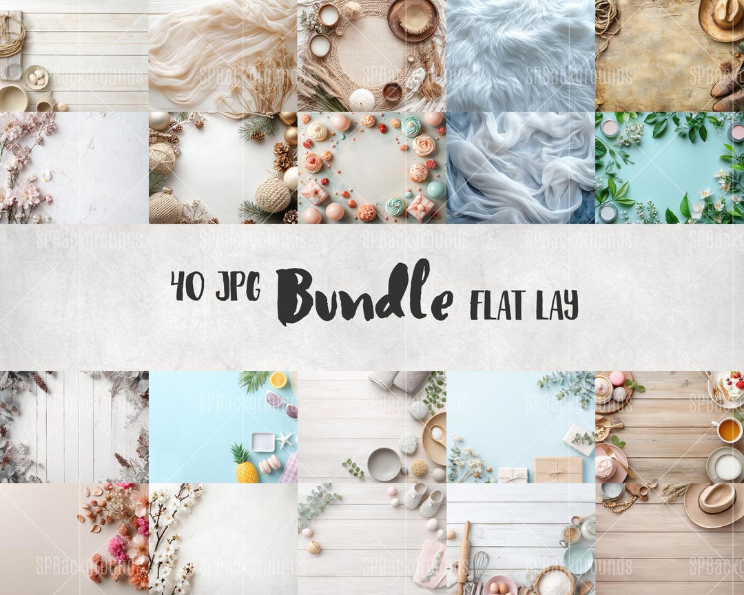 Flat Lay Mockup Background Bundle | 40 JPG Product Backgrounds - Etsy