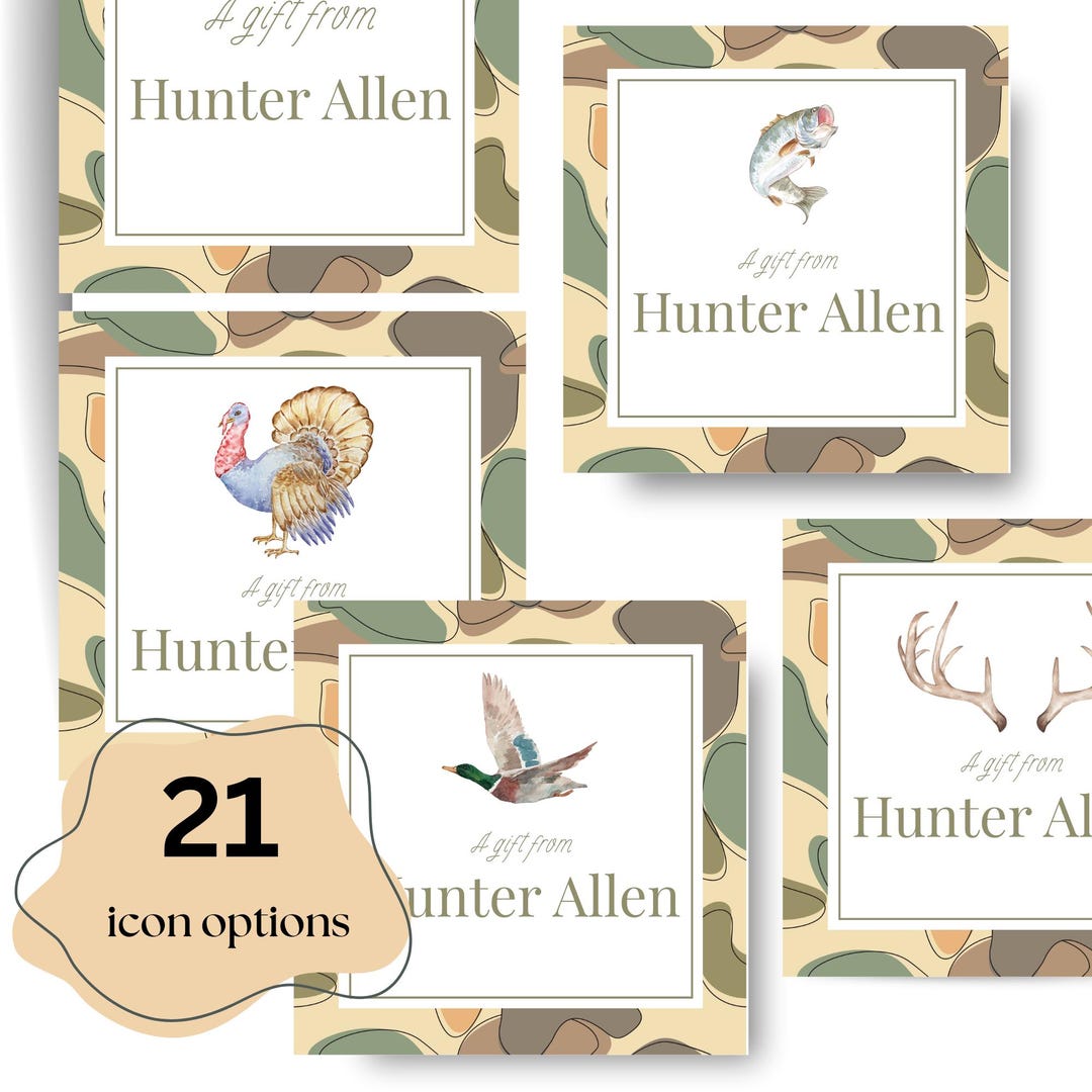 Custom Camo Gift Tags Hunting Digital Printable Tags - Etsy
