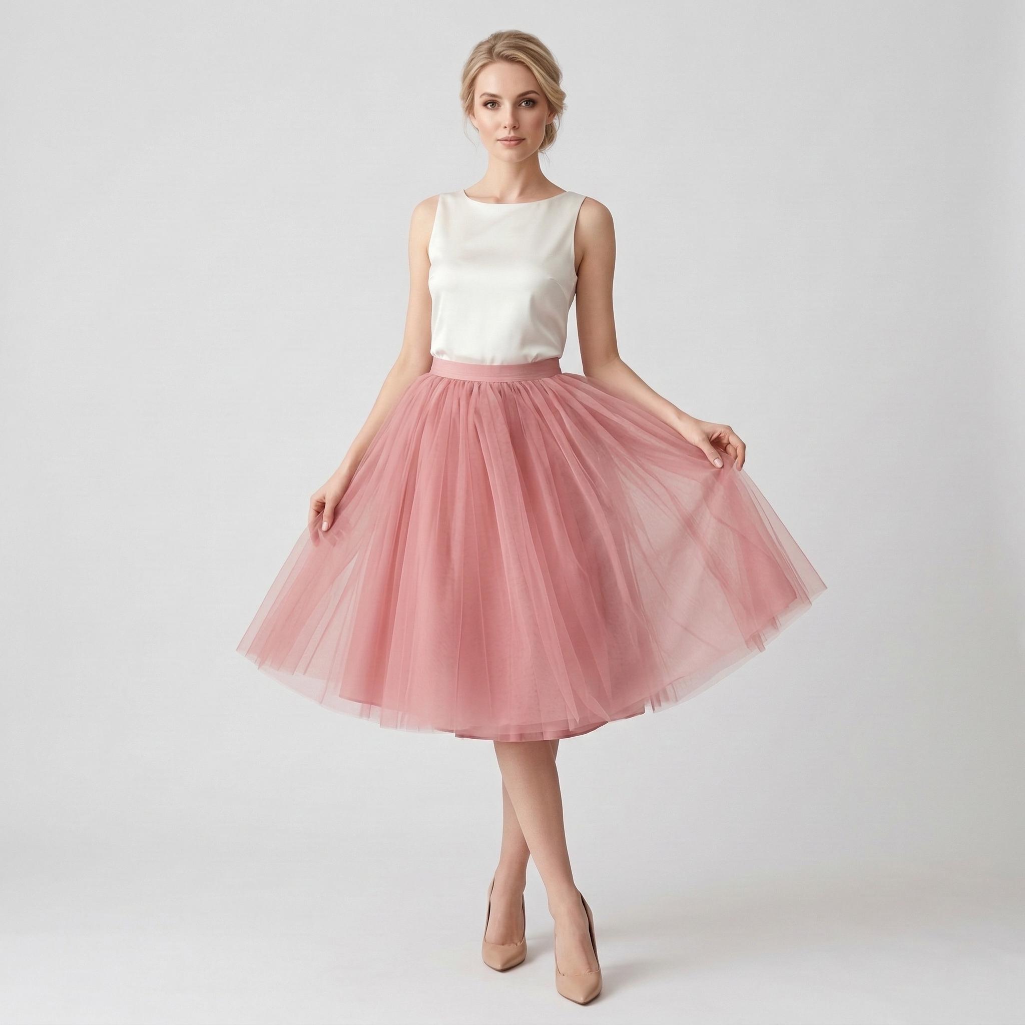 5-layer Pleated Tulle Midi Skirt | Princess Style, Romantic, Feminine ...