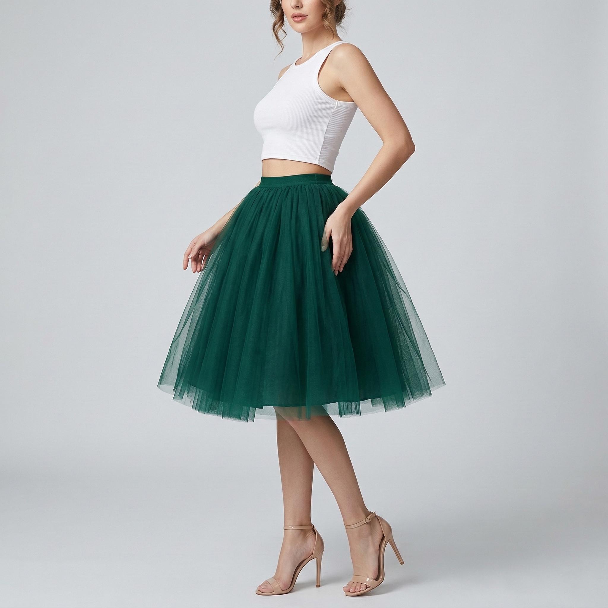 5-layer Pleated Tulle Midi Skirt | Princess Style, Romantic, Feminine ...