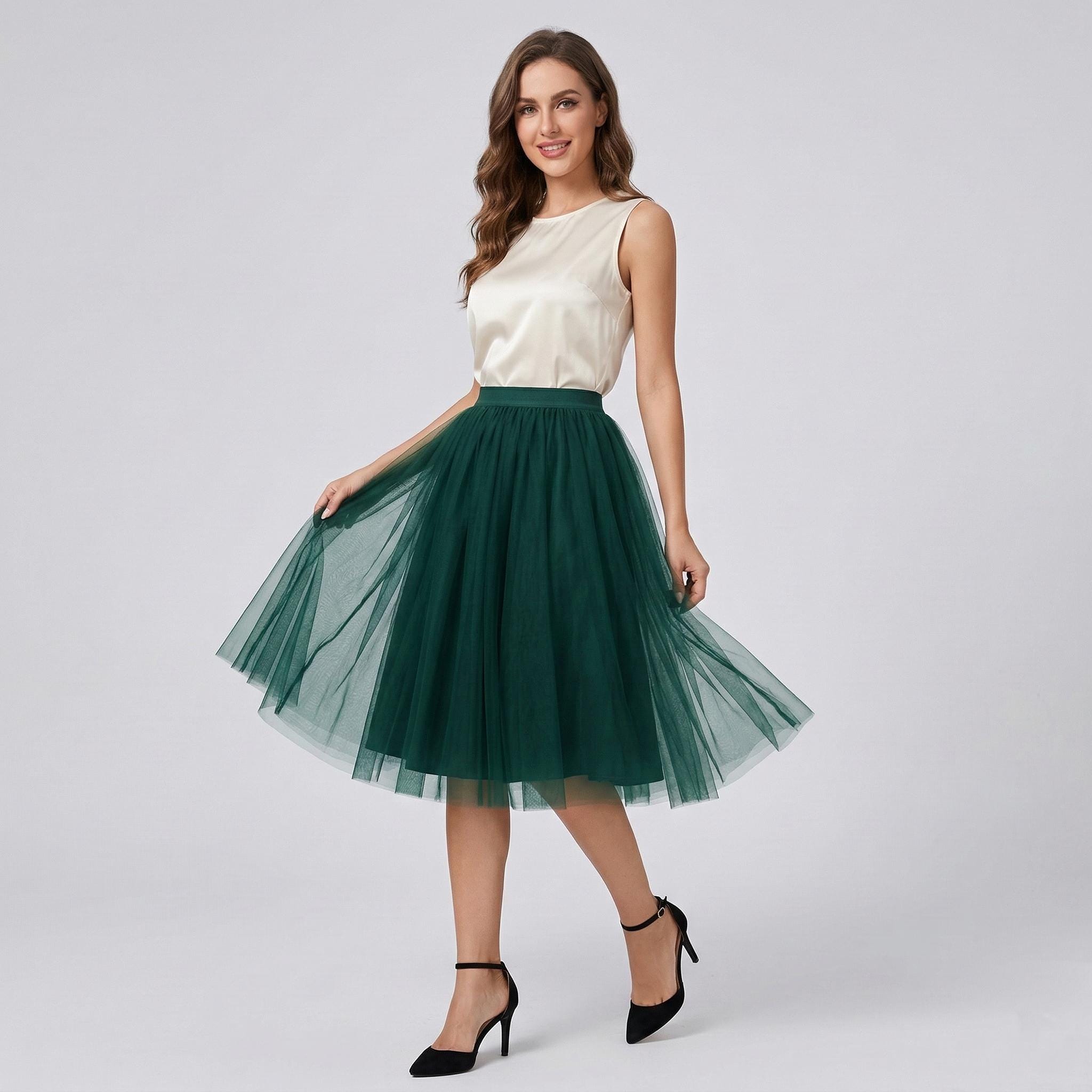 5-layer Pleated Tulle Midi Skirt | Princess Style, Romantic, Feminine ...