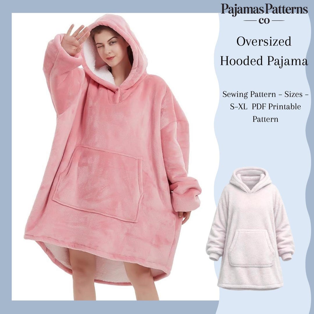Oversized Hooded Pajama Dress Pattern | Cozy Loungewear Sewing | PDF A4 ...