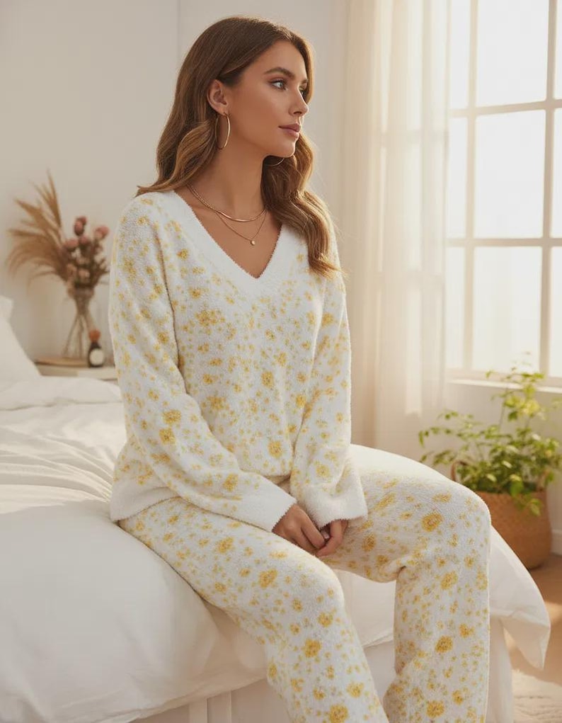 PDF Pajama Pattern for Women | Cozy Lounge Set Sewing Pattern | V Neck ...