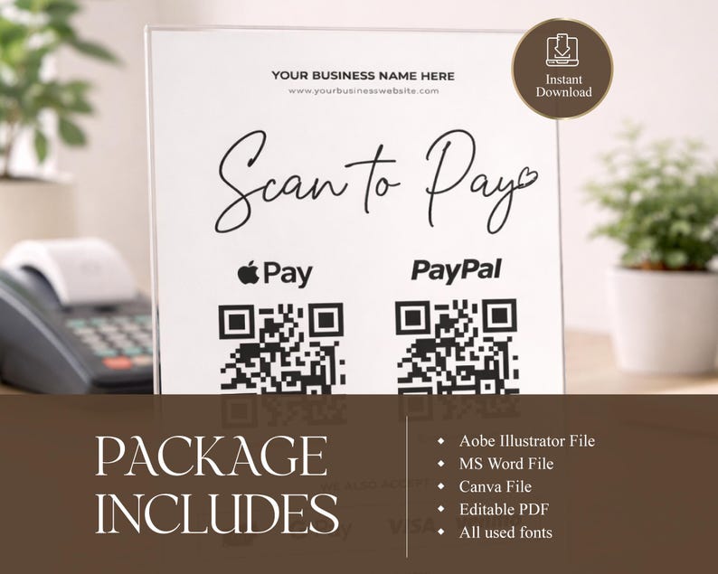 Minimalist Scan to Pay Template, QR Code Sign for Small Businesses ...