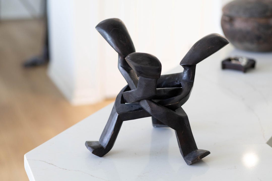 Vintage African Hand Carved Wooden Figure Unity Sculpture | Collapsible ...