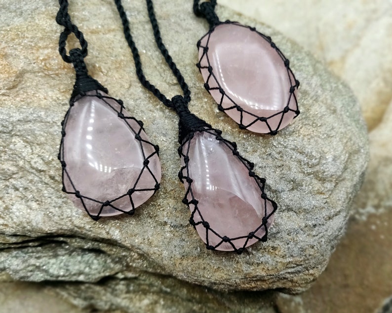 Natural Rose Quartz Necklace Pink Quartz Crystal Jewelry | Etsy