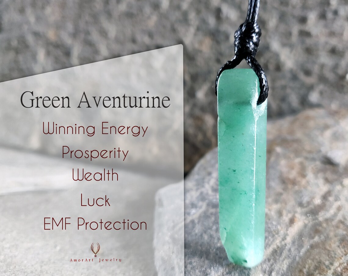 Green Aventurine Pendant EMF Protection Necklace Spiritual | Etsy
