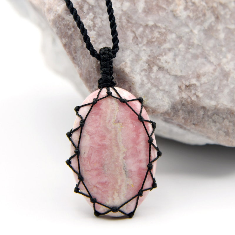 Pink Stone Pendant - Etsy
