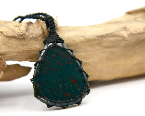 Dark Green Bloodstone Jewelry Viking Pendant For Man Blood | Etsy