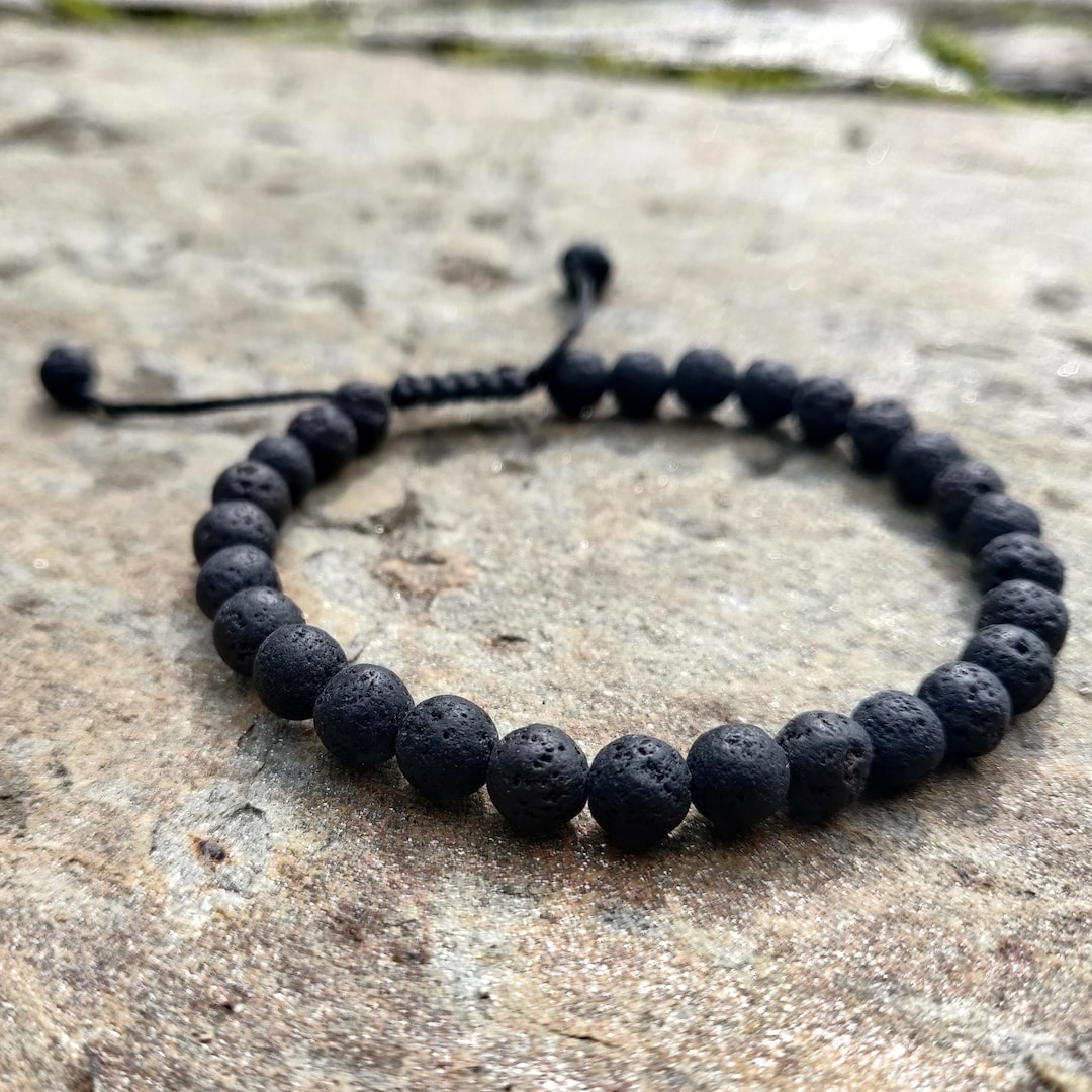 Lava Rock Bracelet, Viking Jewelry for Men and Women, Natural Lava ...