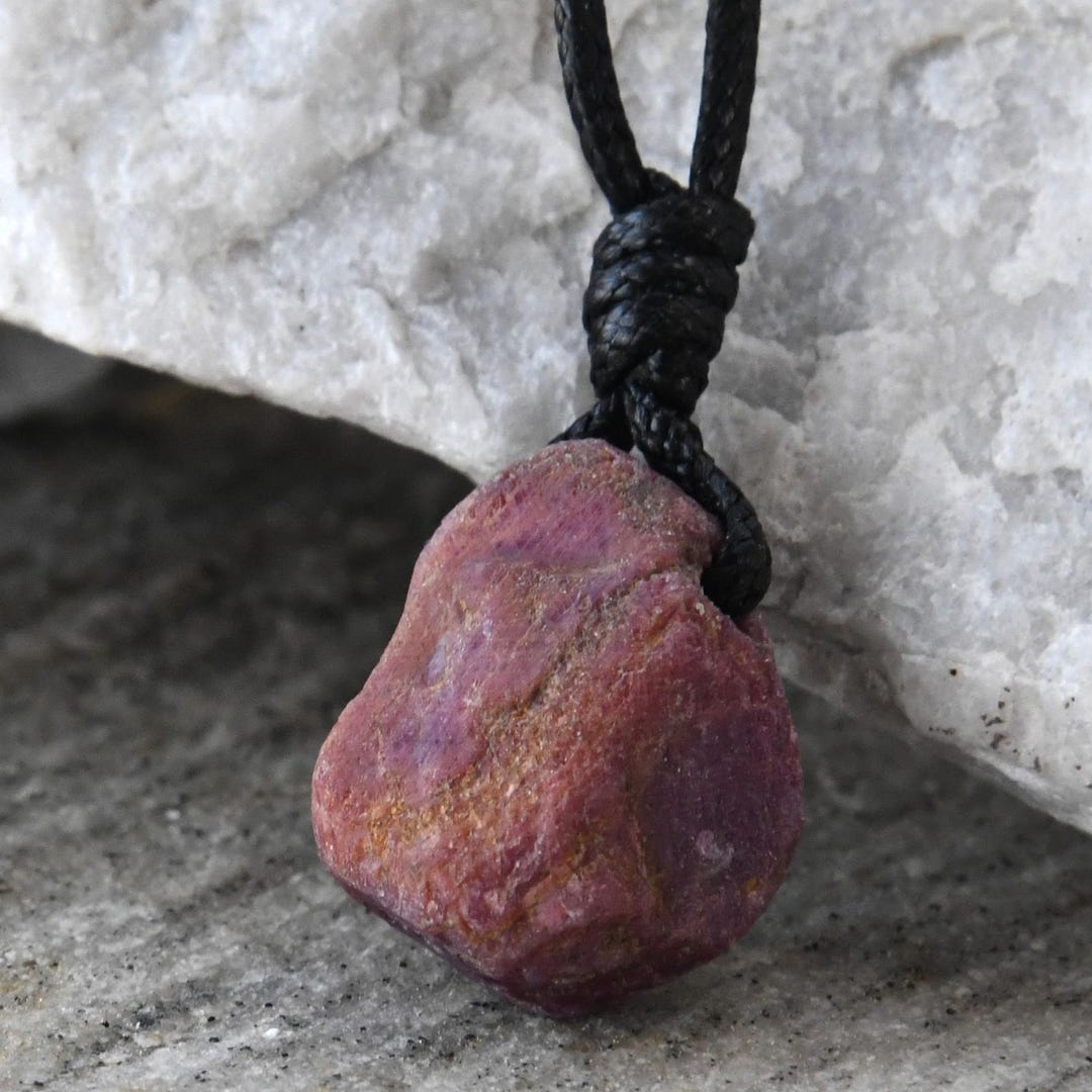 Raw Ruby Jewelry for Men & Women, Passion and Love Stone Pendant, Leo ...