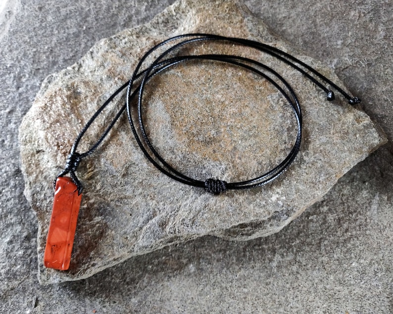 Red Jasper Pendant Red Necklace for Men Natural Stone - Etsy