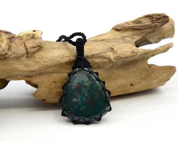 Dark Green Bloodstone Jewelry Viking Pendant for Man Blood - Etsy