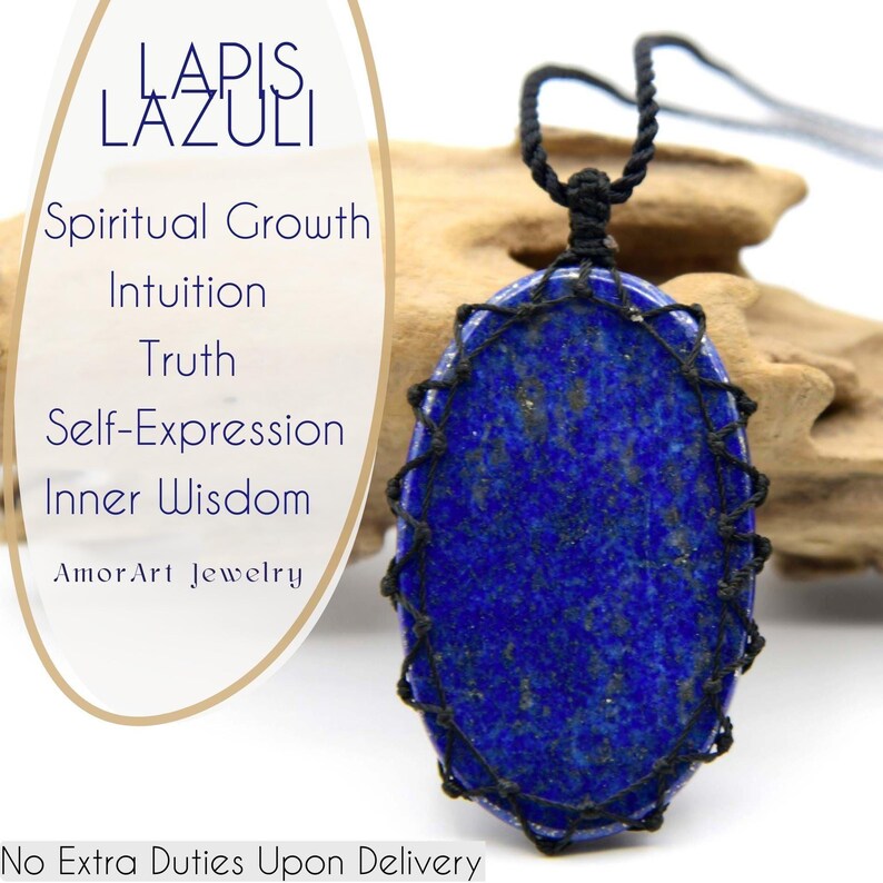 Lapis Lazuli Pendant, Blue Stone Necklace for Men, Hippie Jewelry ...