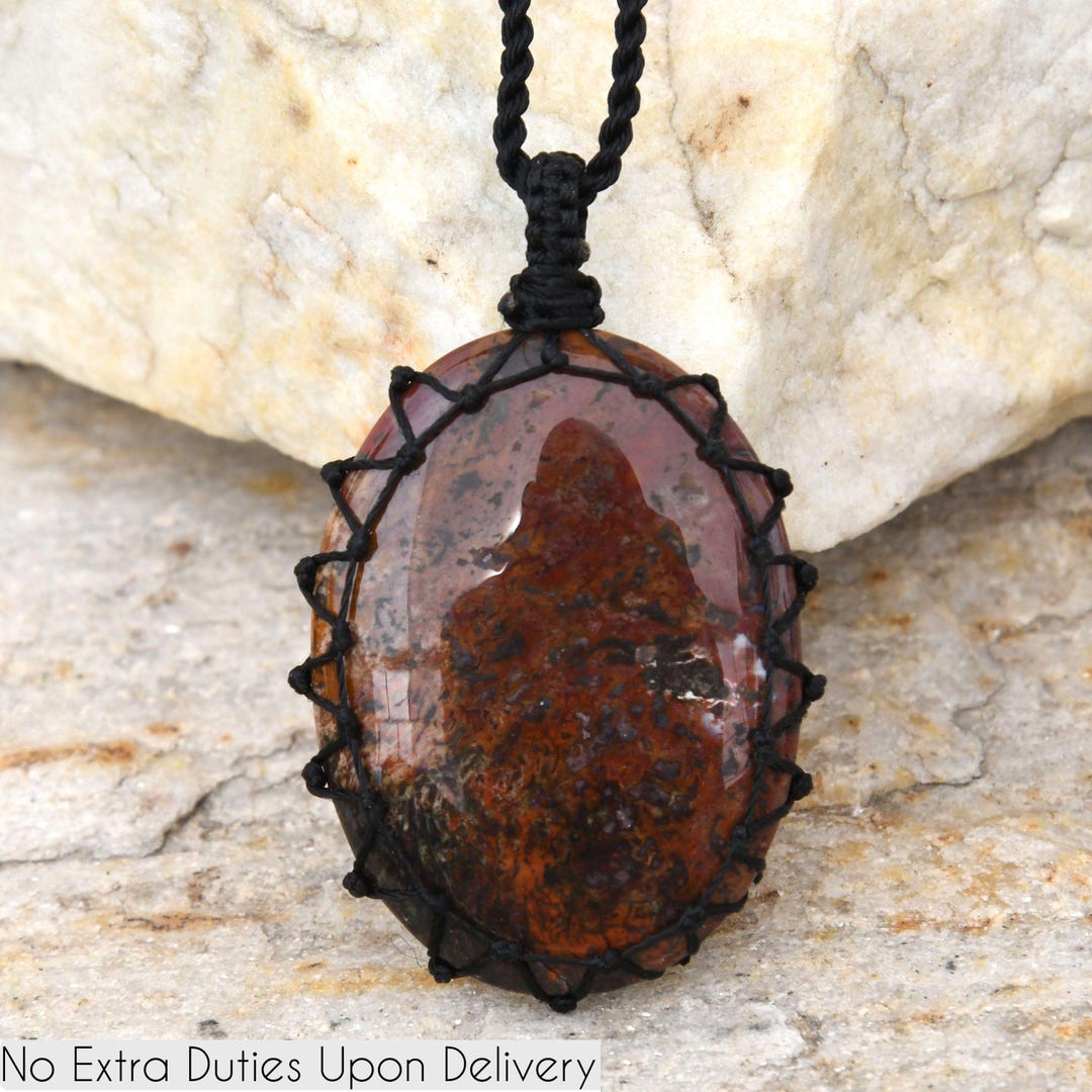 Red Bloodstone Necklace for Women and Men, Unique Red Pendant Necklace ...
