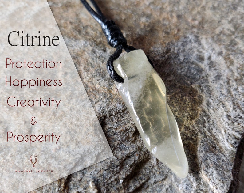 Men's Citrine Pendant Protection Jewelry Healing Crystal - Etsy