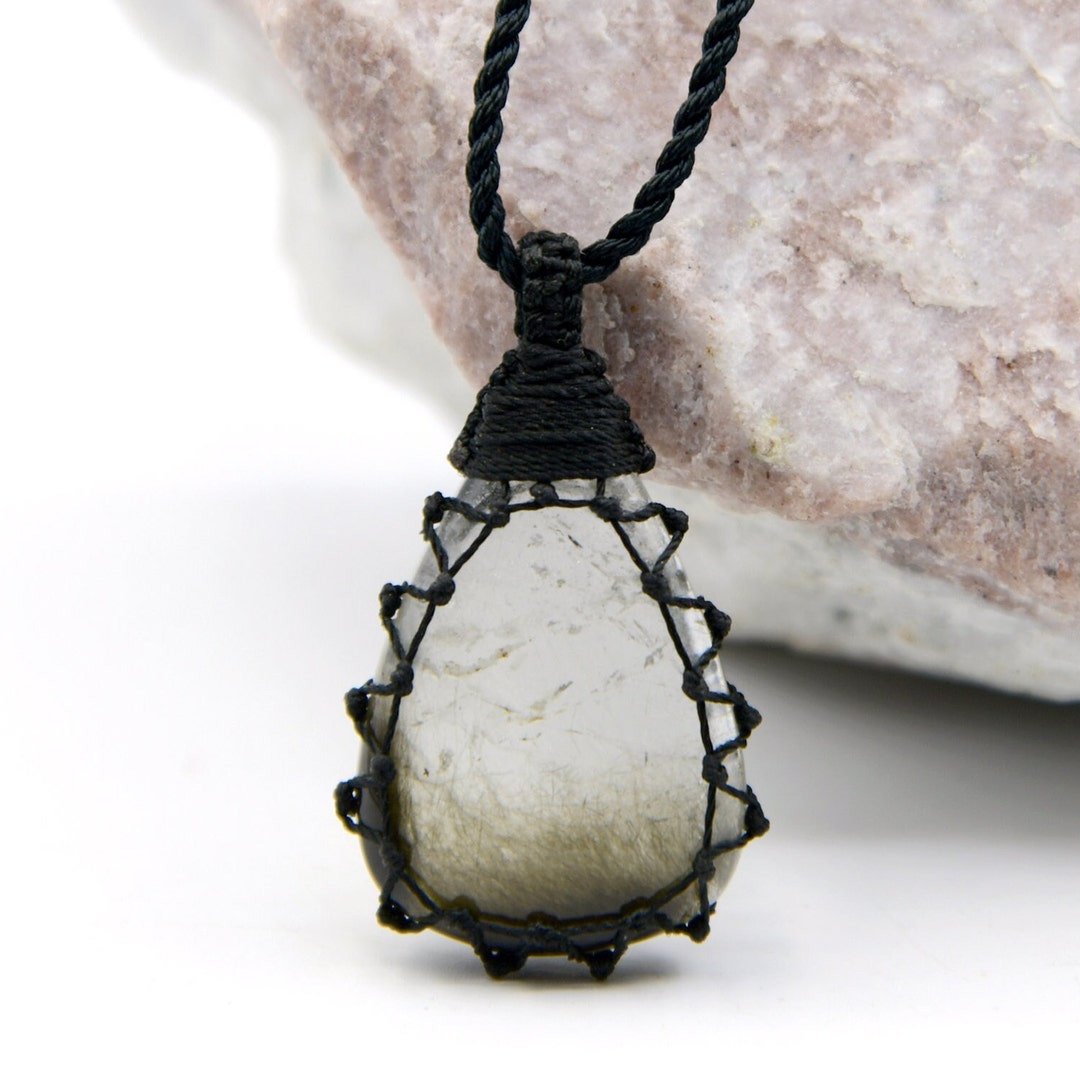 Tourmalinated Quartz Jewelry Black Tourmaline in Quartz, Macrame ...