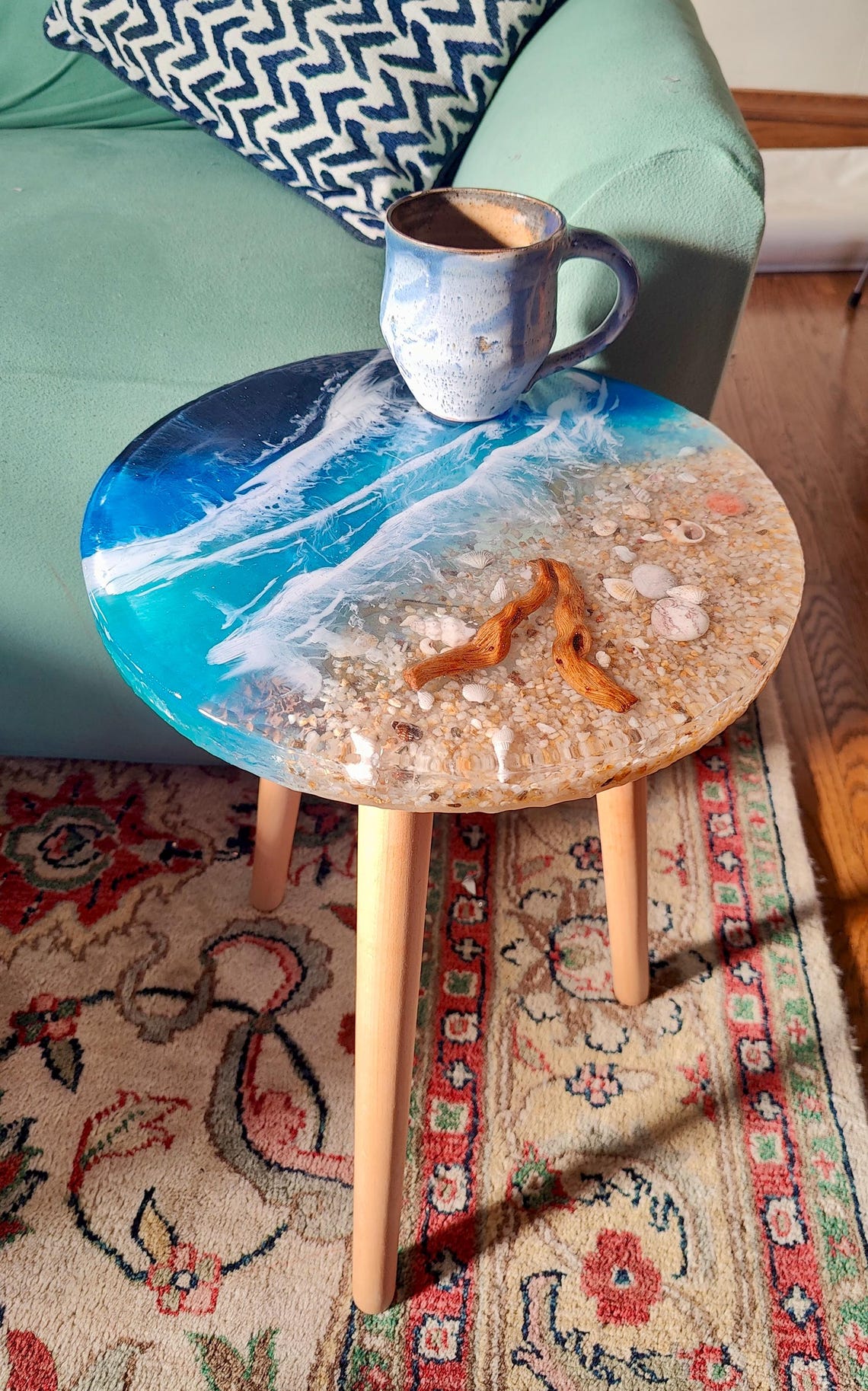Custom Beach Resin Side Table – Made to Order Coastal Art Furniture - Etsy