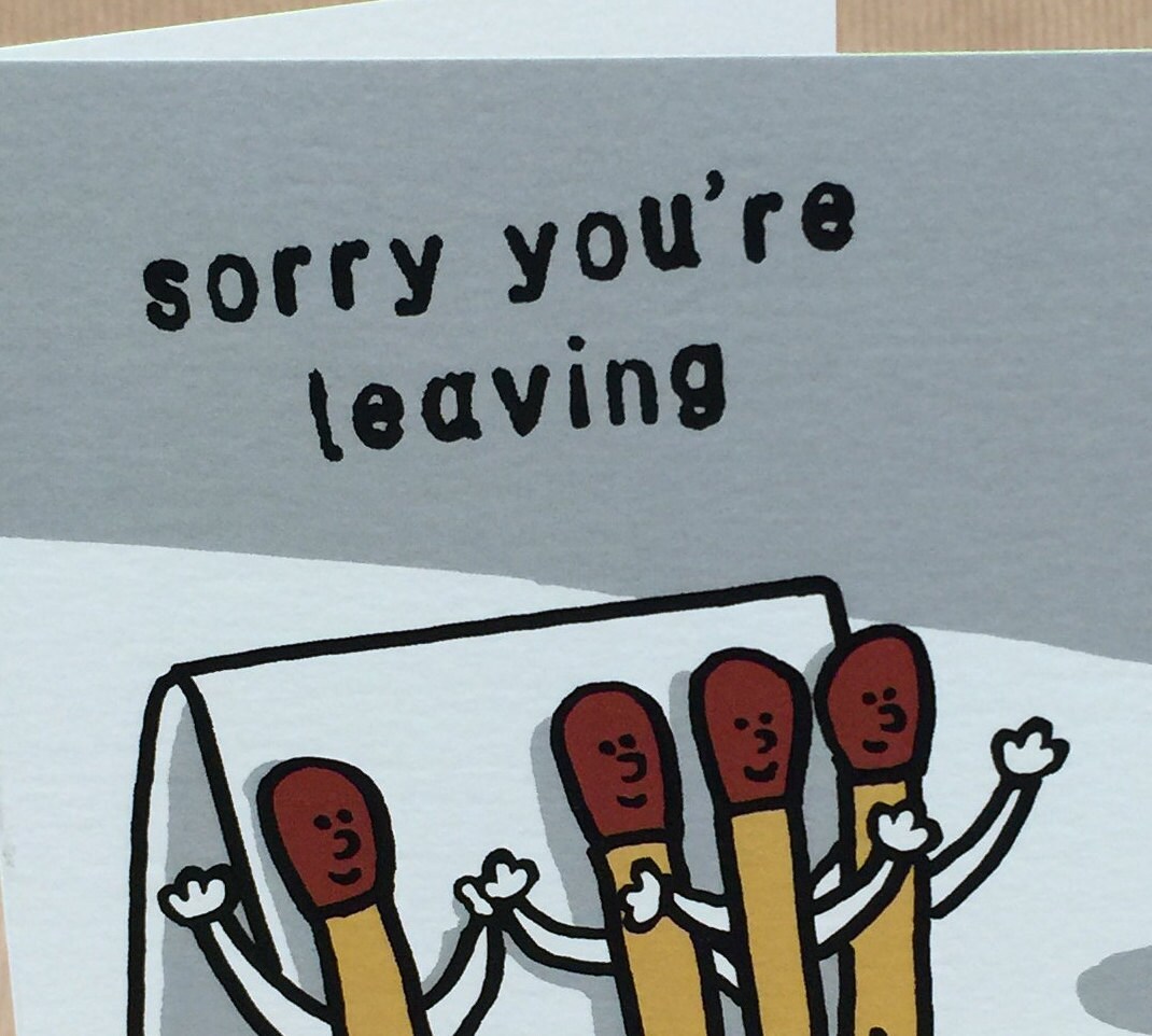 Light Humour Cartoon Match LEAVING Card Workplace, Neighbour, off ...