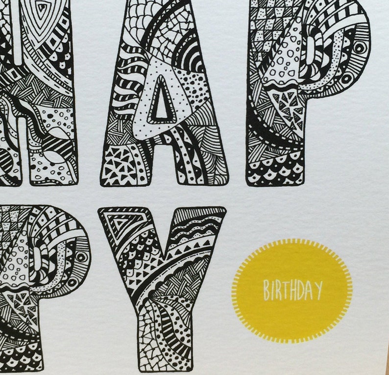Zentangle ILLUSTRATION Contemporary Styled BIRTHDAY Card - Etsy