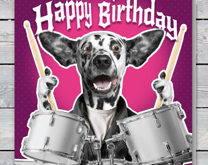 Light Hearted Lively Dalmatian Drummer BIRTHDAY Card Suitable | Etsy
