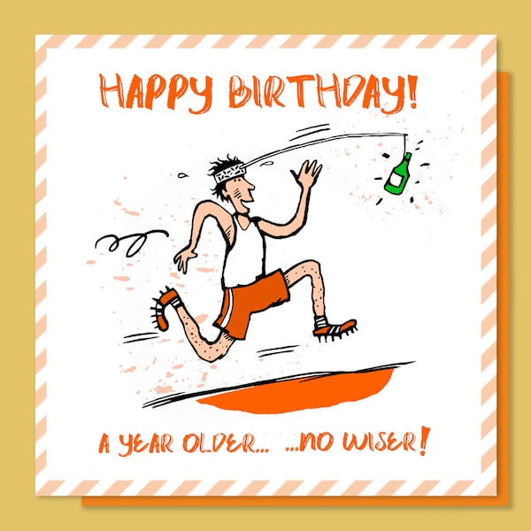 Men Running Birthday Card - Etsy