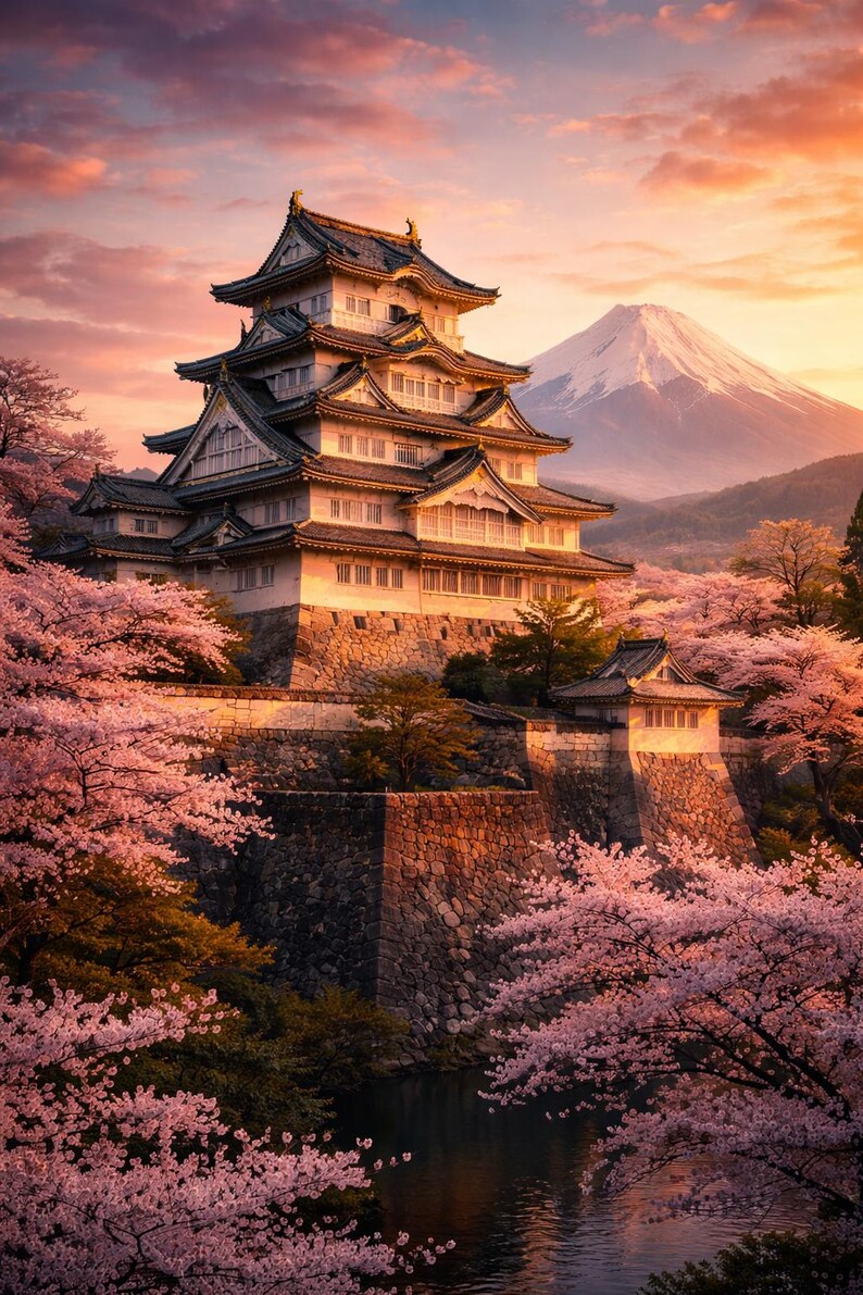 Japanese Castle Wall Art Printable | Japan Castle Landscape Digital ...