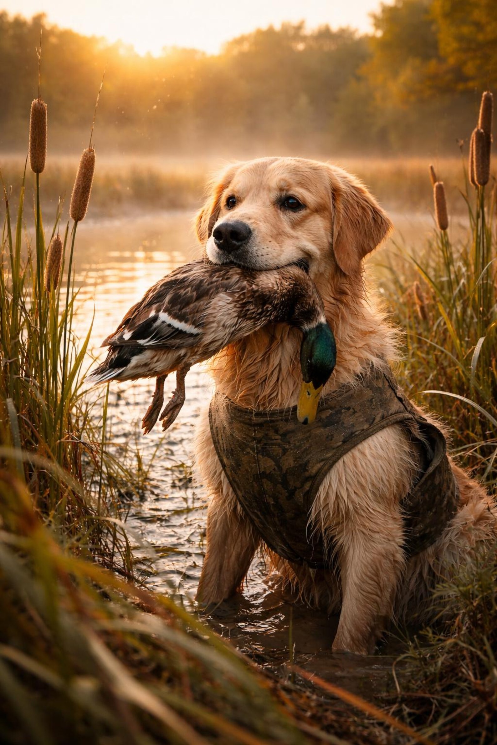 Golden Retriever Duck Hunting Wall Art Printable | Hunting Dog Pond ...