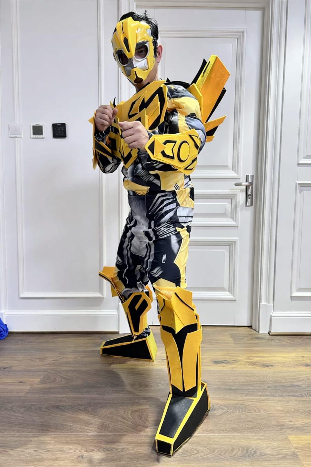 Adult Robot Costume | Yellow Robot Armor Suit + Helmet Mask | Cosplay ...