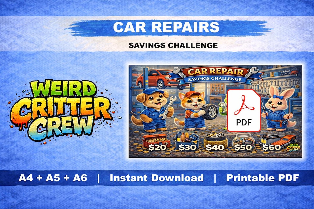 Car Repair Savings Challenge | Emergency Fund Tracker (printable PDF A4 ...