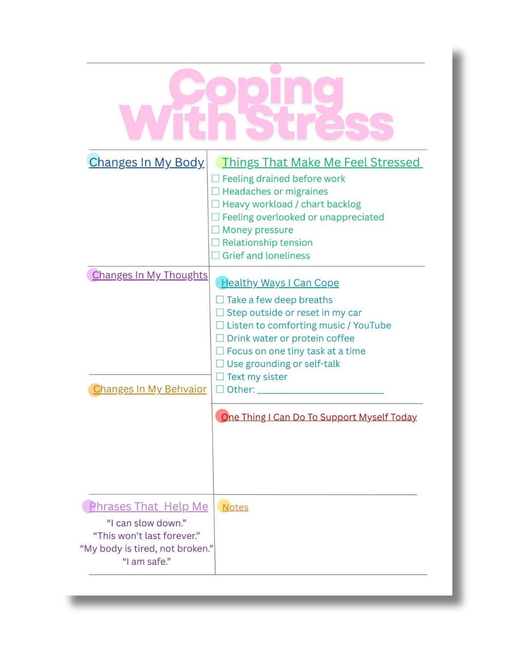Coping With Stress Planner | Gentle Stress Management Tools for Anxiety ...