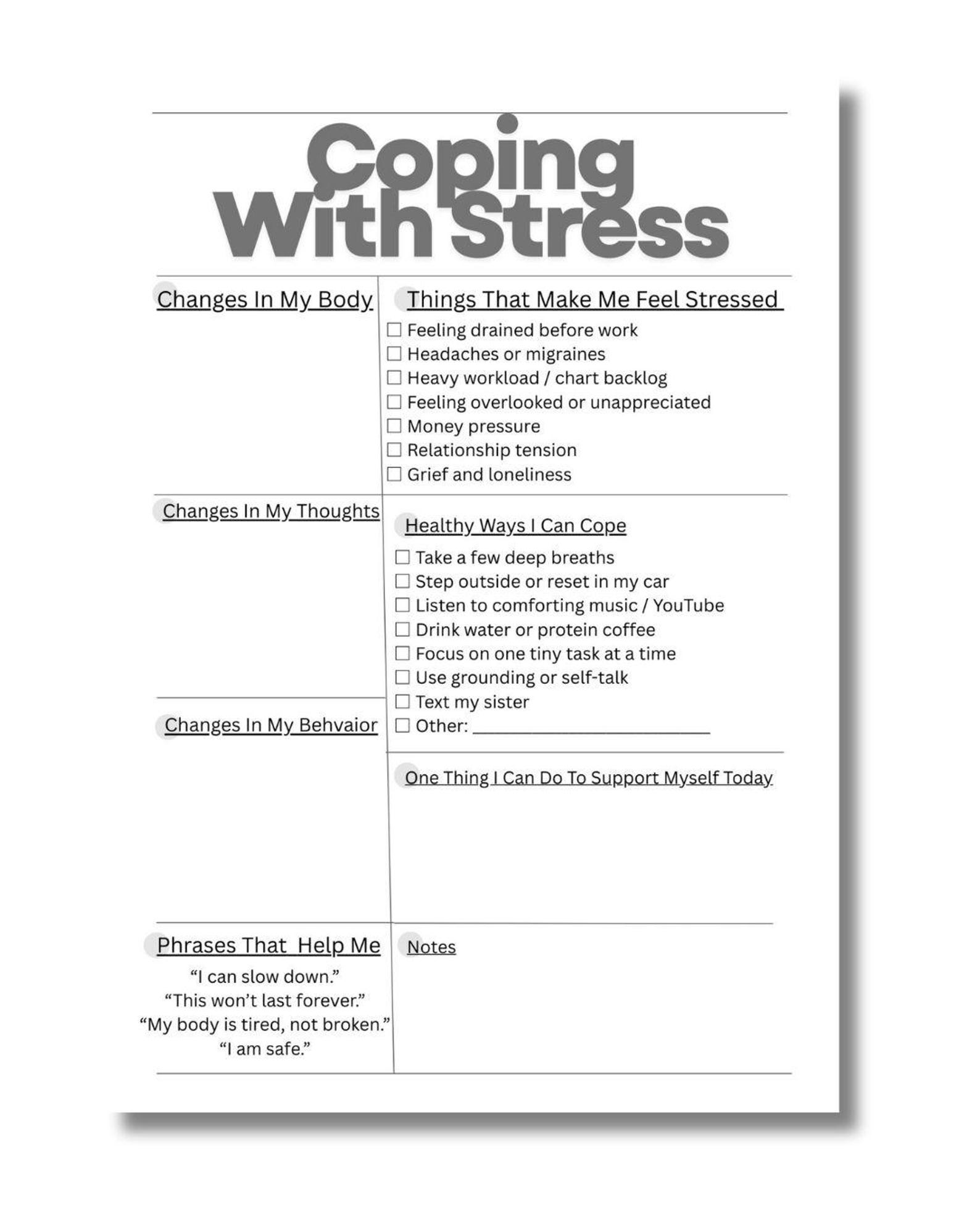 Coping With Stress Planner | Gentle Stress Management Tools for Anxiety ...