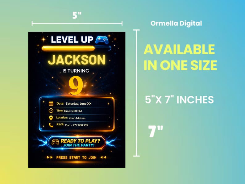 Level up Birthday Invitation, Gamer Party Invite, Editable Canva ...