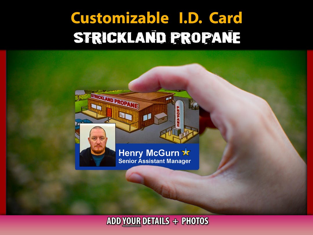Strickland Propane Customizable ID Card - Full Color Plastic Cosplay ...